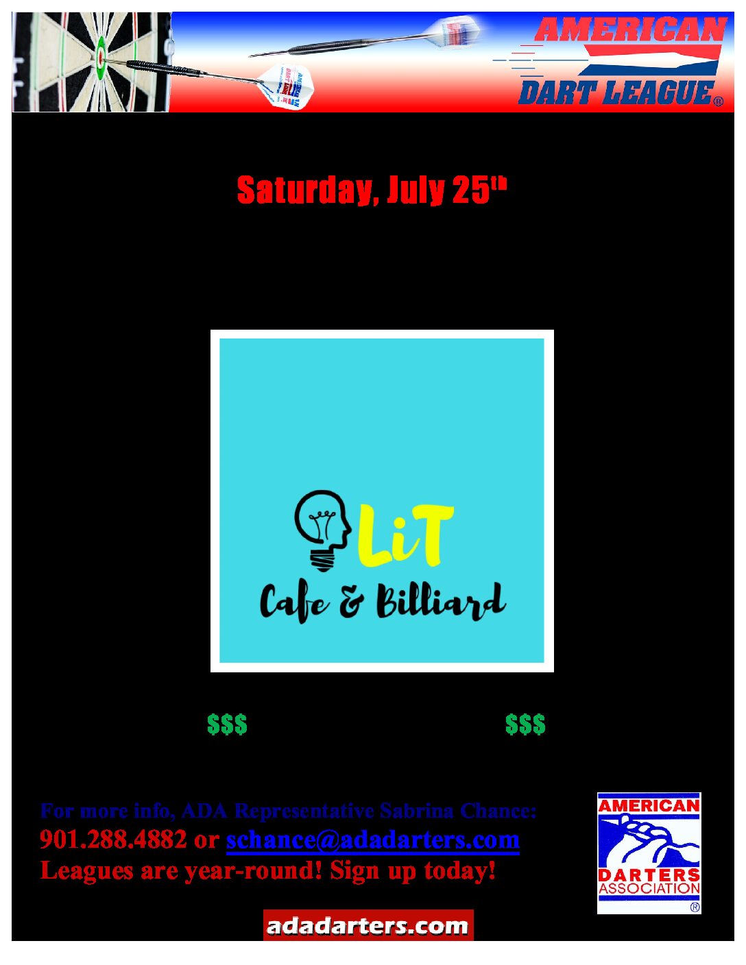 July 25th ADA Tournament Lit Flyer - ADA - The American Darters Association