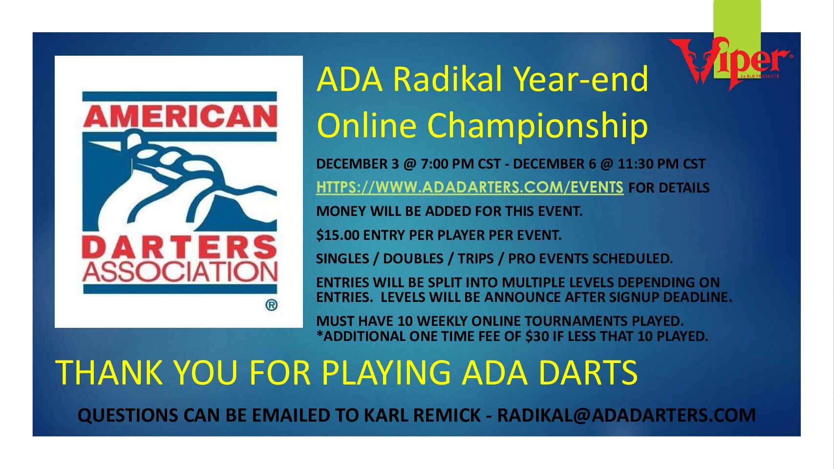 ADA Radikal Year end 2020 - ADA - The American Darters Association