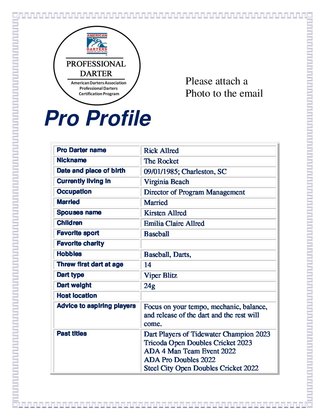 2023 ADA Pro Profile Form Ricky Allred - ADA - The American Darters ...